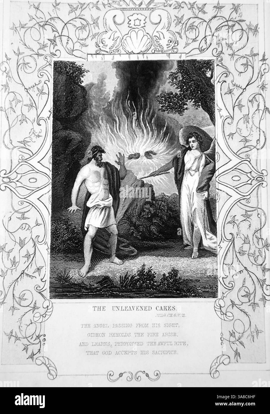 Steel Engraving of The Unleavened Cakes - Gideon once Prepared an ...