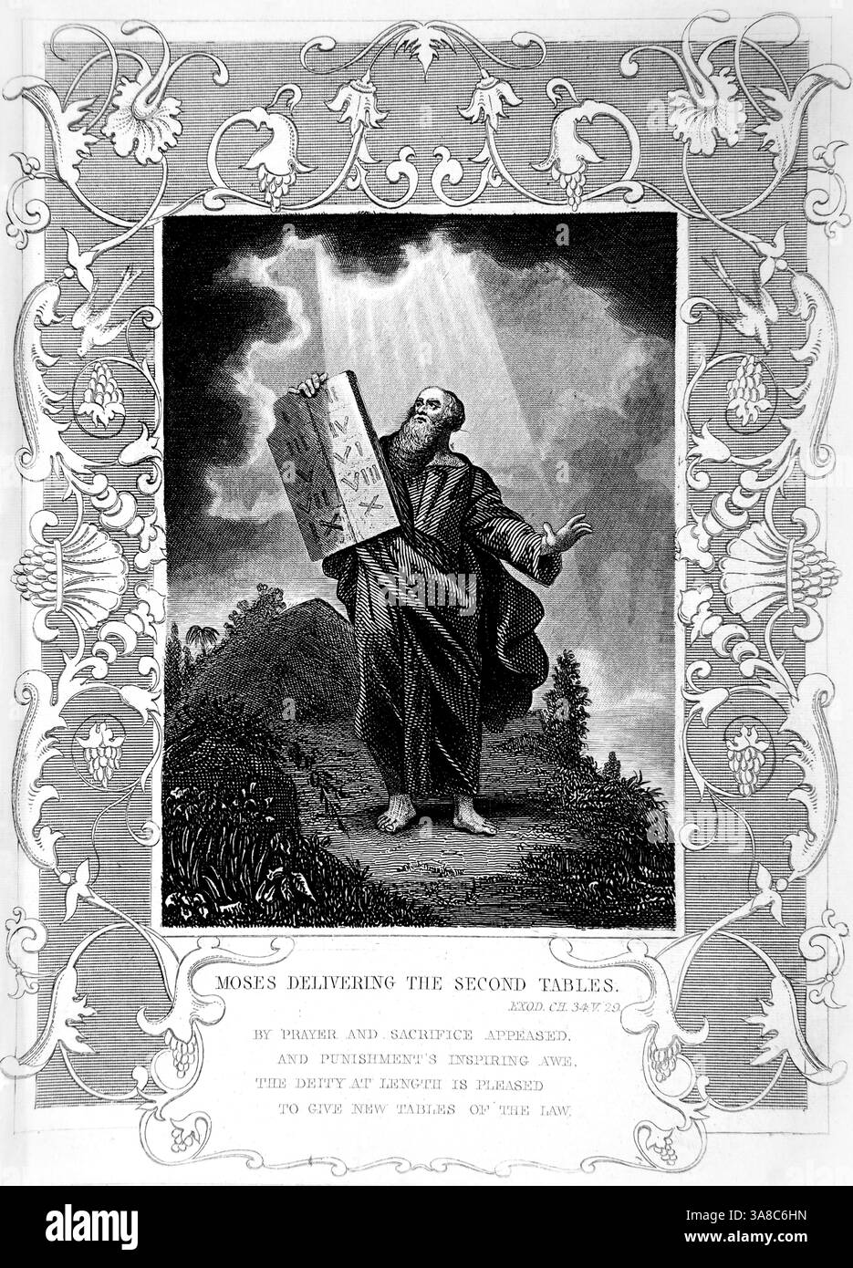 Steel Engraving of Moses Delivering the Second Tablets of Law (Exodus ...