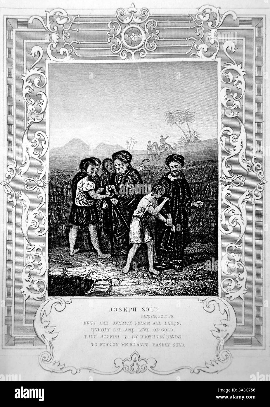 Steel Engraving of Joseph Sold By his Brothers (Genesis) from Alexander ...