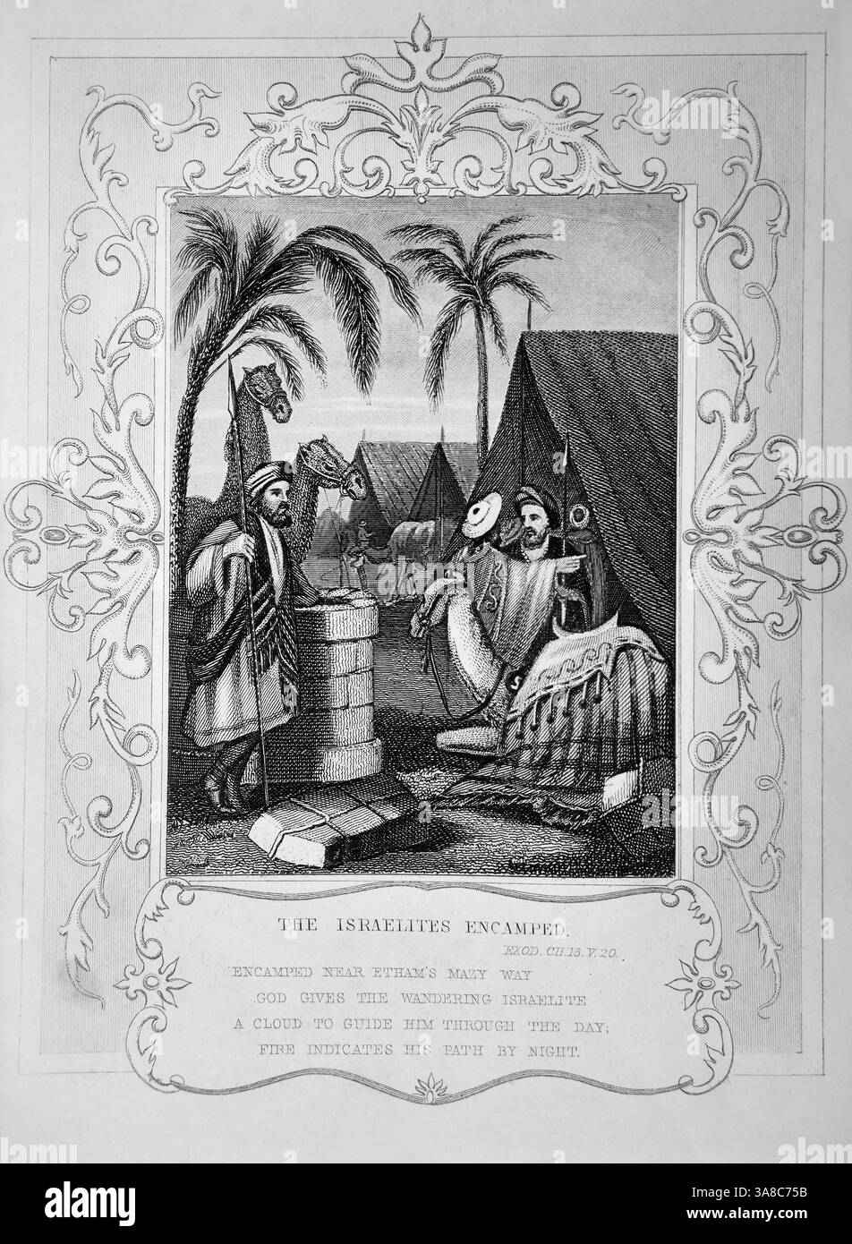 Steel Engraving of The Israelites Encamped at Etham on the Edge of the ...