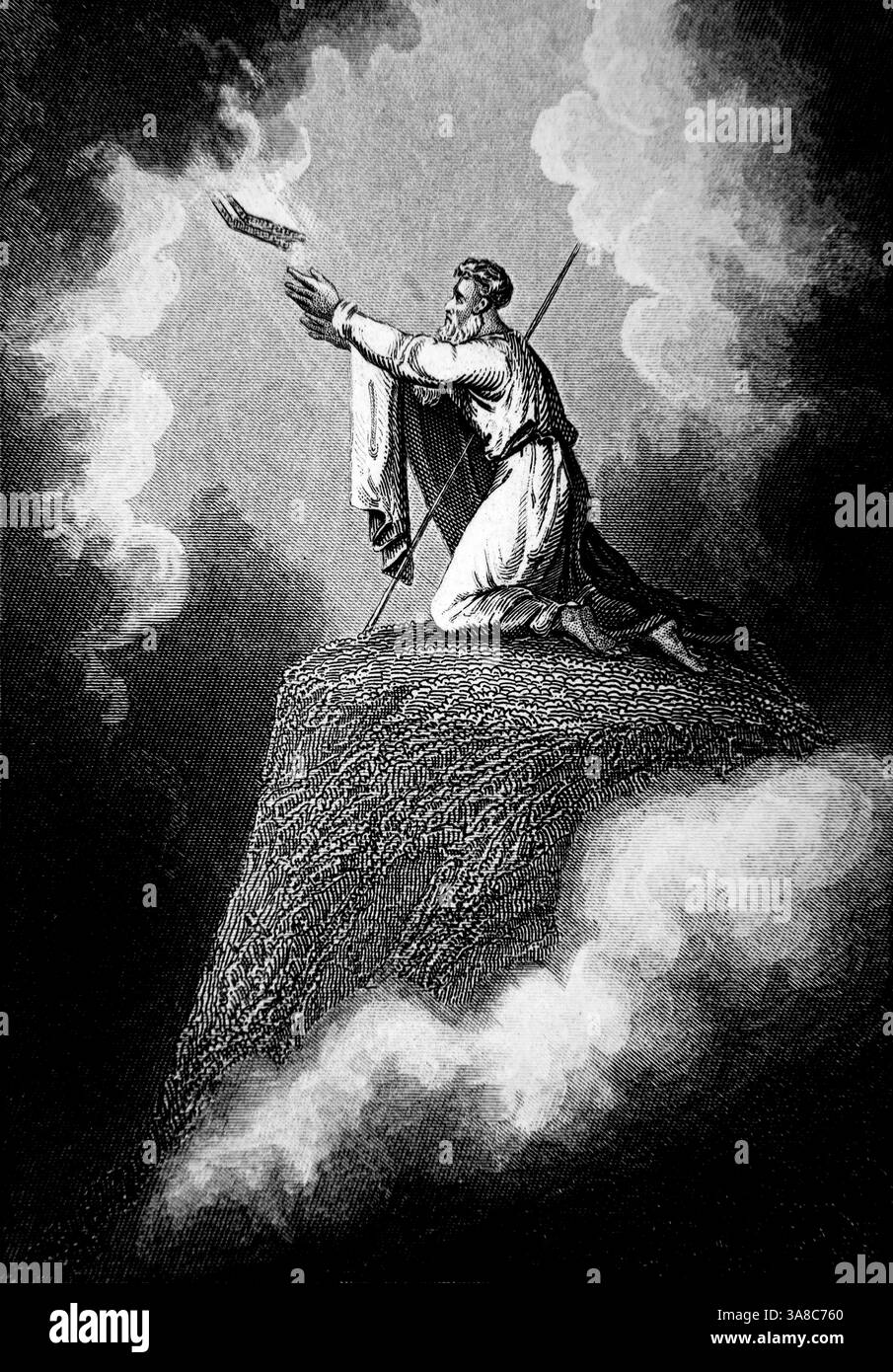 Steel Engraving of Moses Receiving The Tables of Testimony (Ten ...