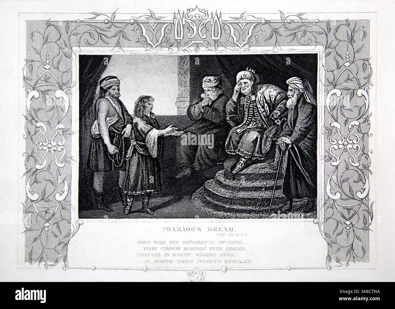 Steel Engraving of Joseph Interpreting the Pharaoh's Dreams (Genesis ...