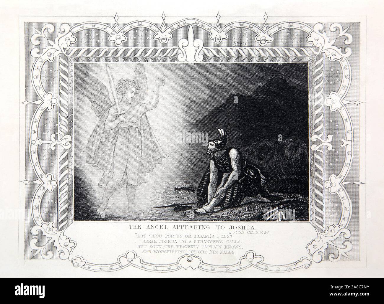 Steel Engraving of The Angel Appearing to Joshua (Joshua) from ...