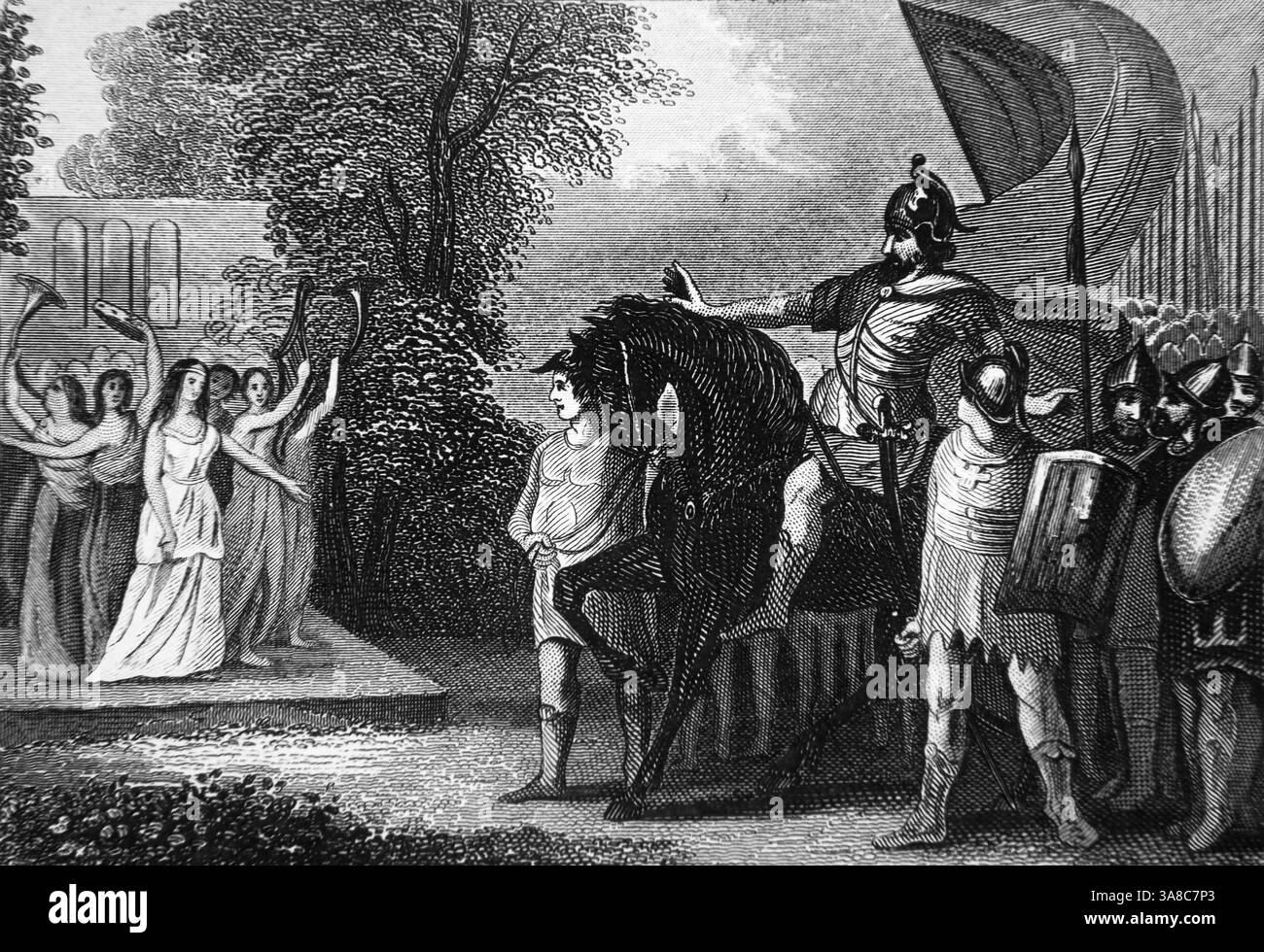 Steel Engraving of Jephthah's Rash Vow - After Leading the Israelite's ...