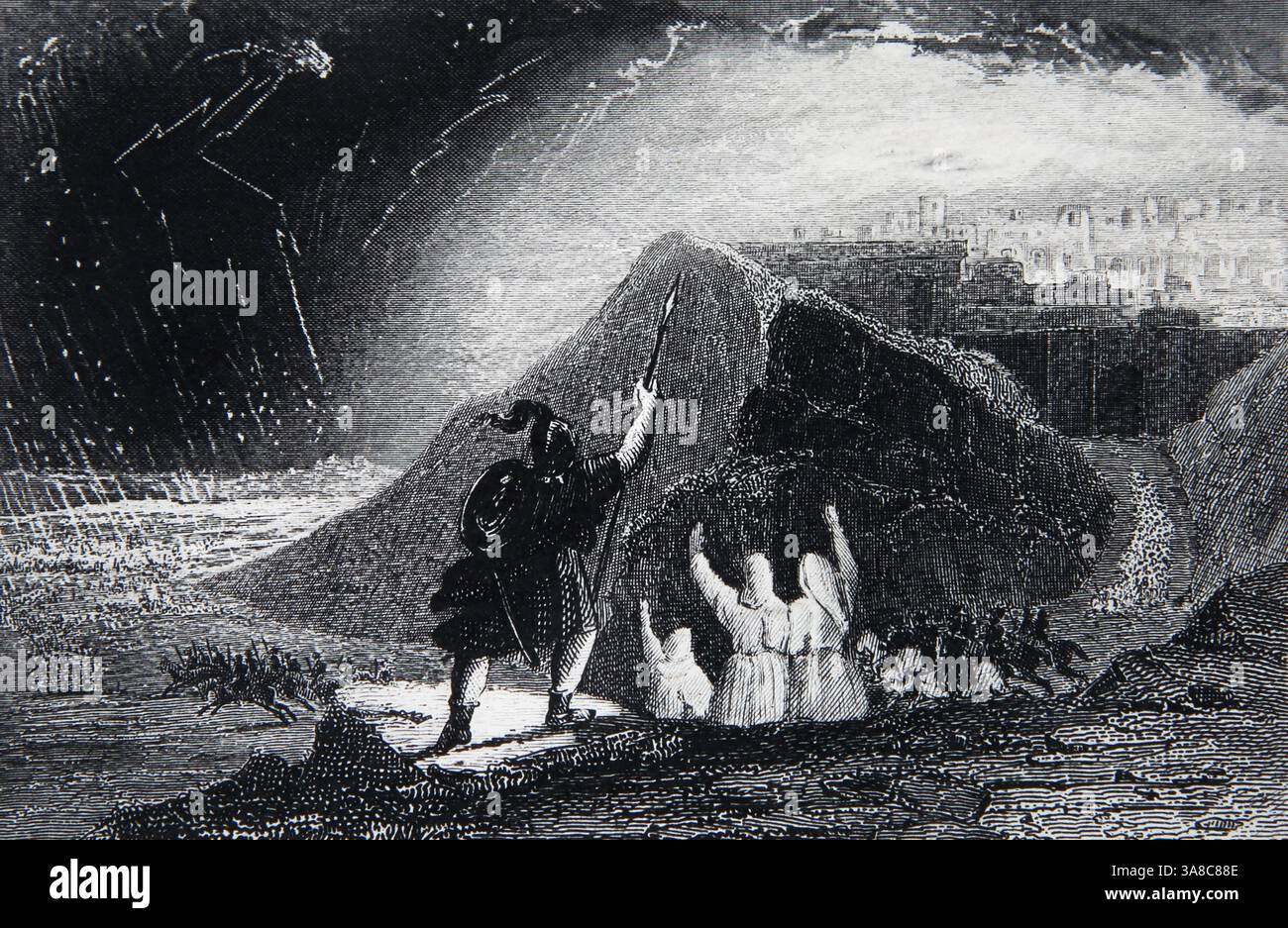 Steel Engraving of the Destruction of the Army of Amorites (Joshua) as ...