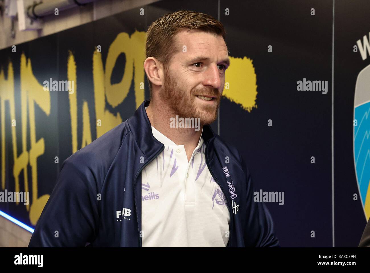 Warrington, UK. 28th Mar, 2025. Marc Sneyd of Warrington Wolves arrives ...