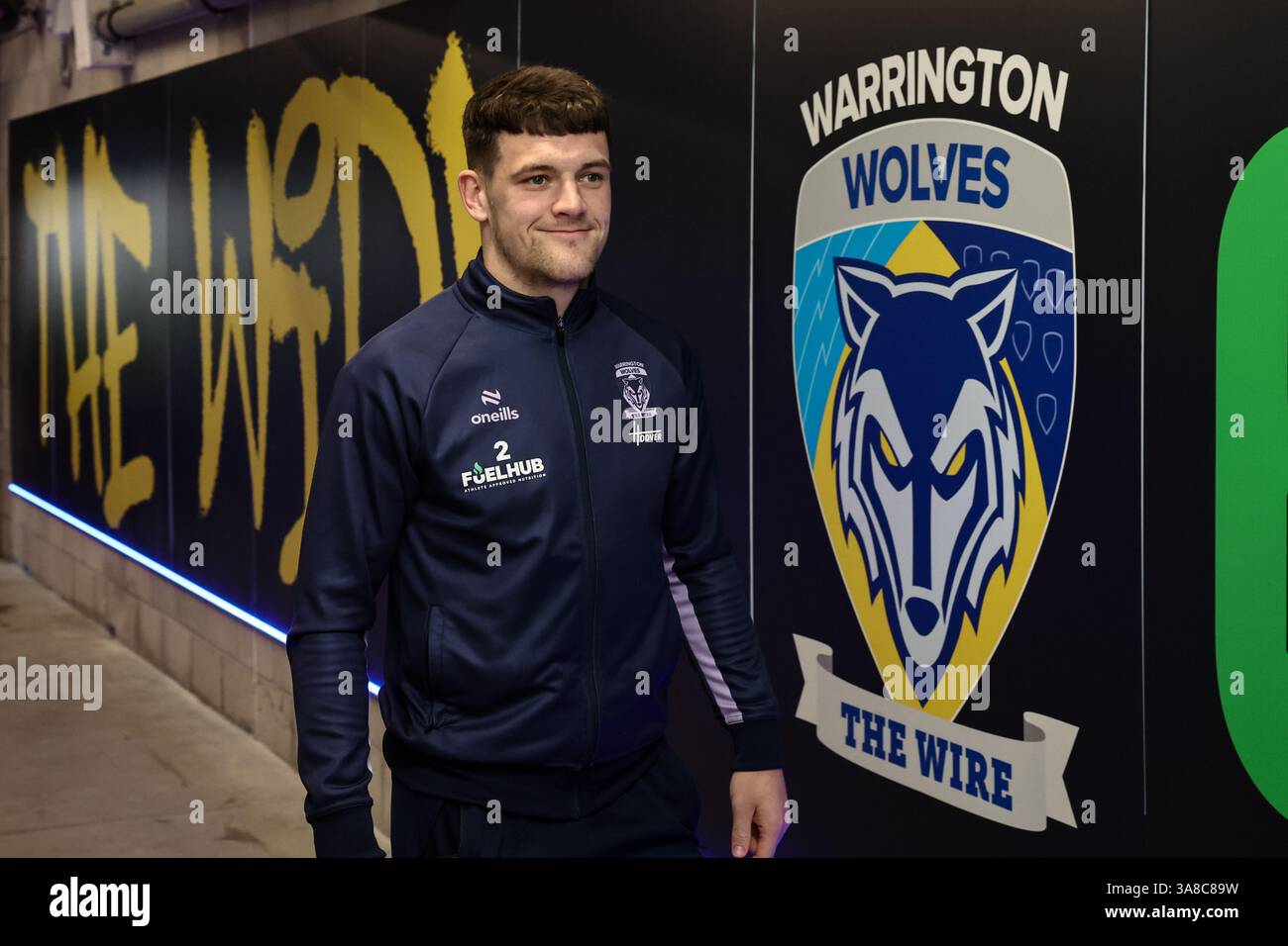 Warrington, UK. 28th Mar, 2025. Josh Thewlis of Warrington Wolves ...