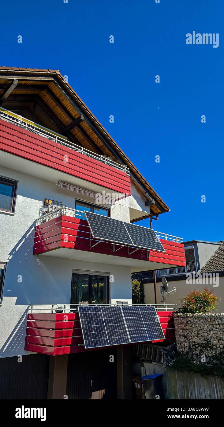 Two balcony solar system, one of them fixed at an angle of 30 degrees ...