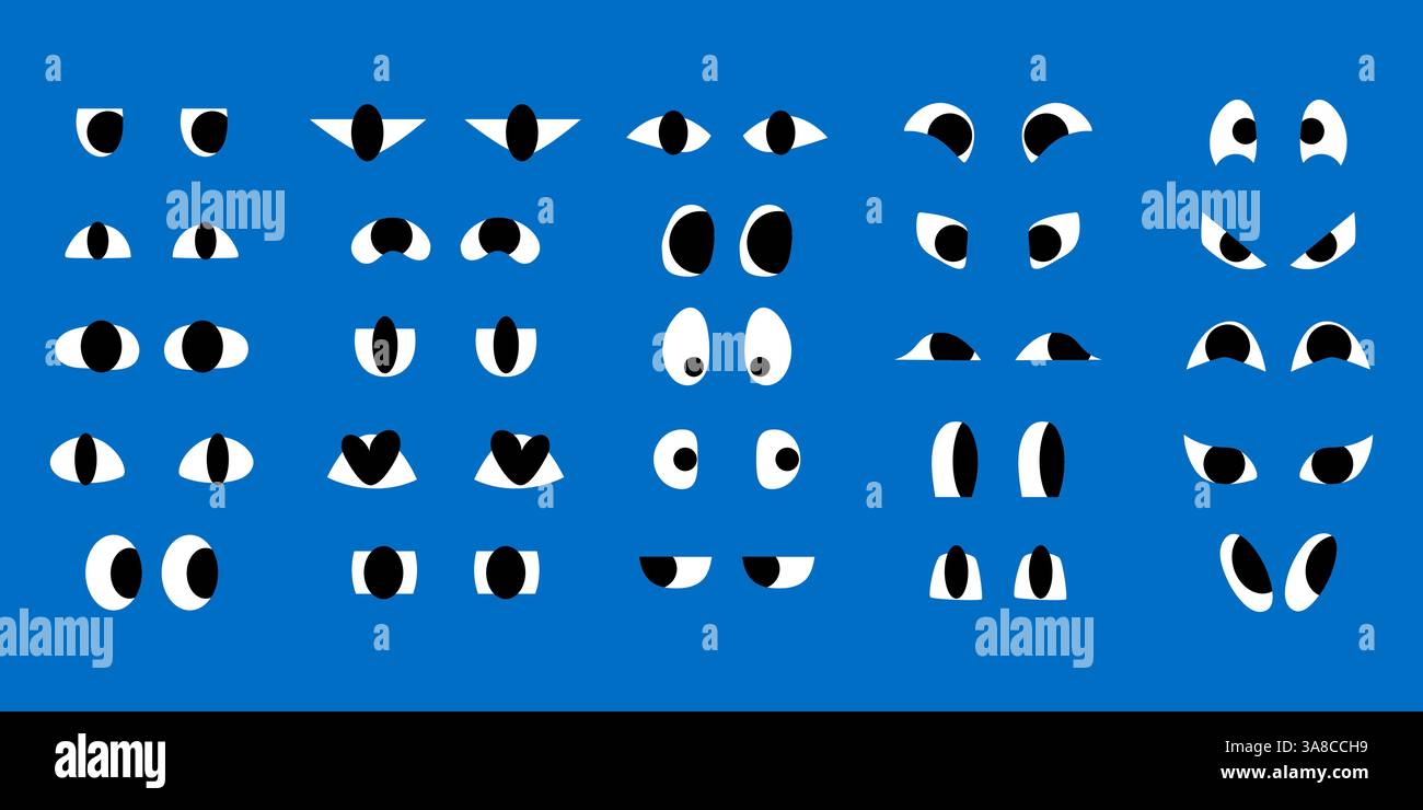 Set of Doodle Funny Abstract Shapes of Eyes in Cartoon Style. Hand ...