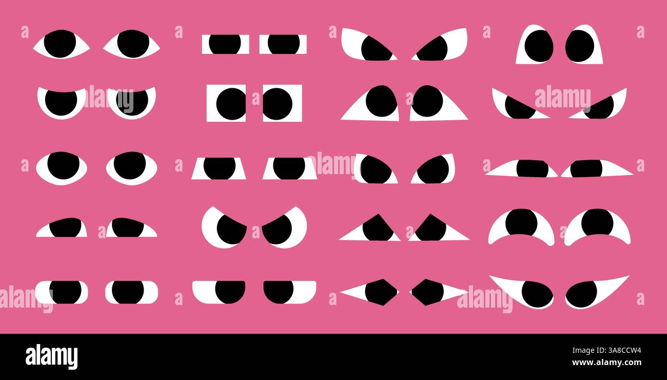 Set of Doodle Abstract Shapes of Eyes in Cartoon Style. Hand drawn ...