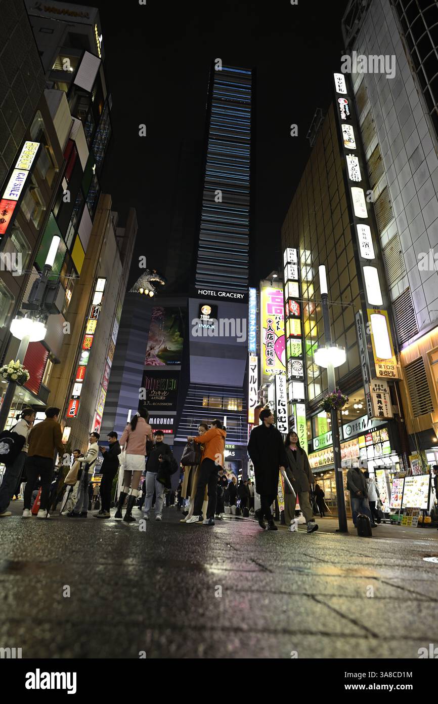Night scenes in Kabukicho, Shinjuku, Tokyo, Japan – neon lights ...