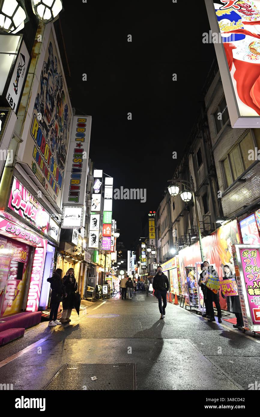 Night scenes in Kabukicho, Shinjuku, Tokyo, Japan – neon lights ...