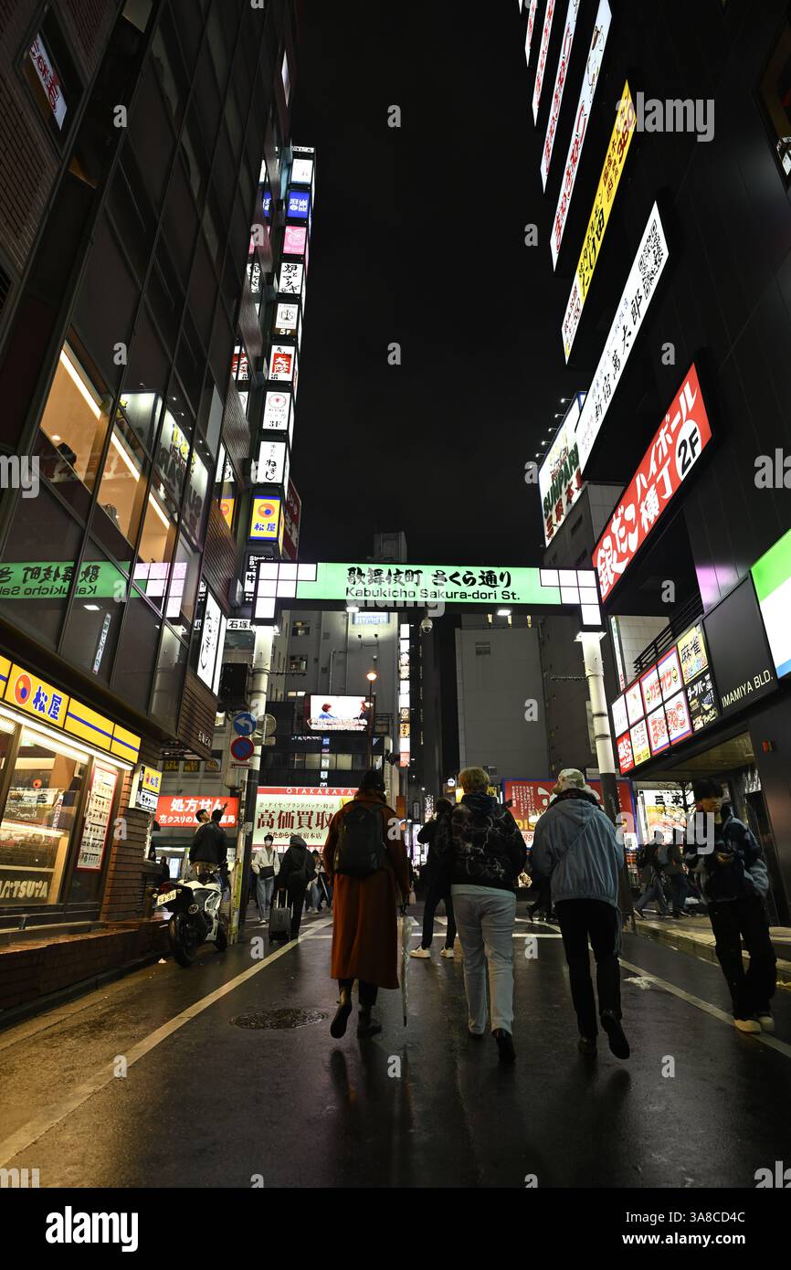 Night scenes in Kabukicho, Shinjuku, Tokyo, Japan – neon lights ...