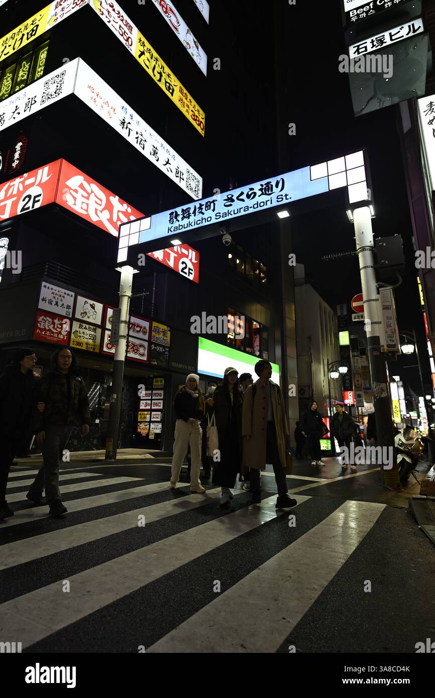 Night scenes in Kabukicho, Shinjuku, Tokyo, Japan – neon lights ...