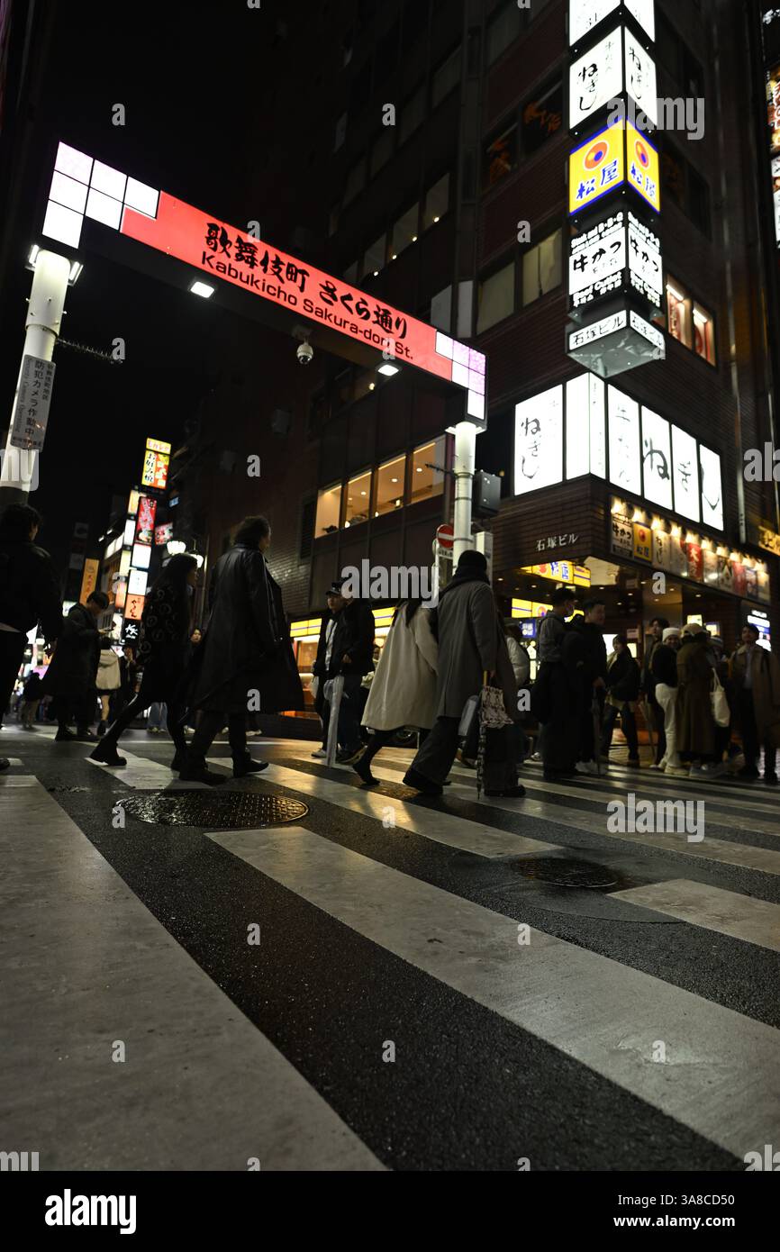 Night scenes in Kabukicho, Shinjuku, Tokyo, Japan – neon lights ...