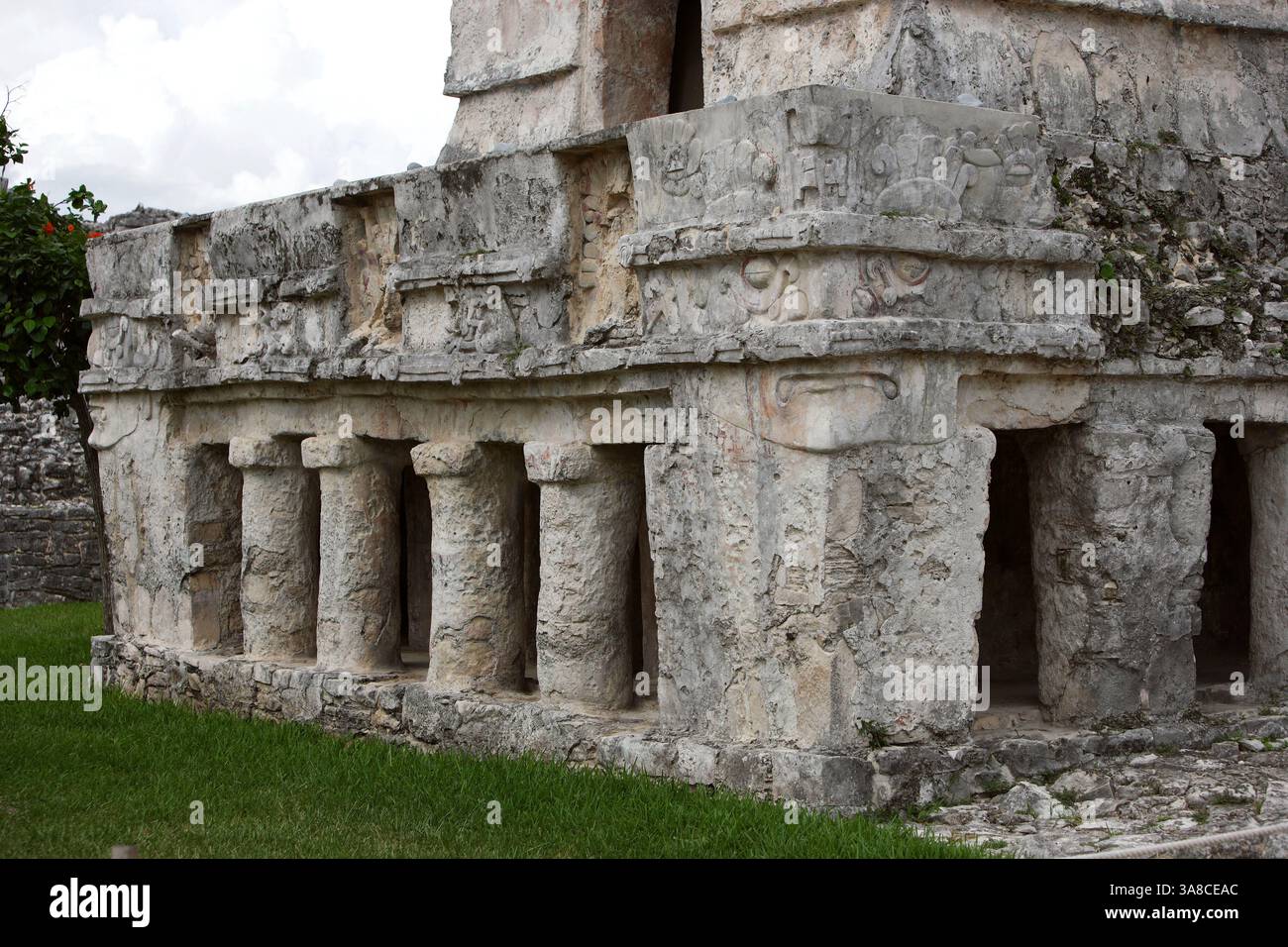 June 30, 2006 - Tulum, Mexico - The Temple of the Frescoes, detail of ...