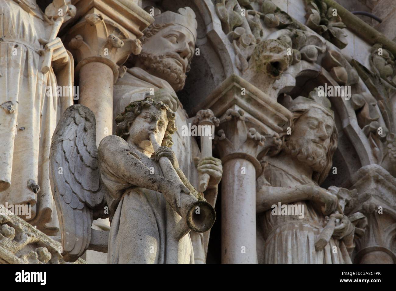 November 8, 2014 - Amiens, France - Statue of an angel blowing a ...
