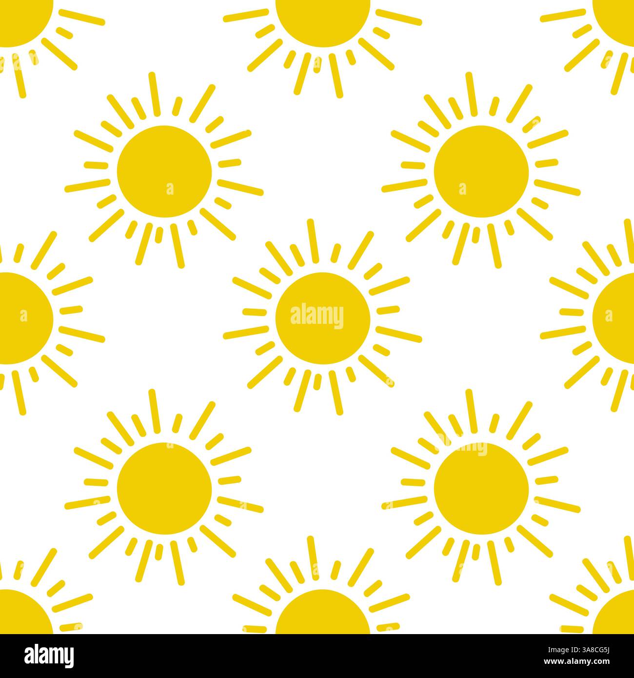 Bright yellow sun pattern on a white background for summer-themed ...