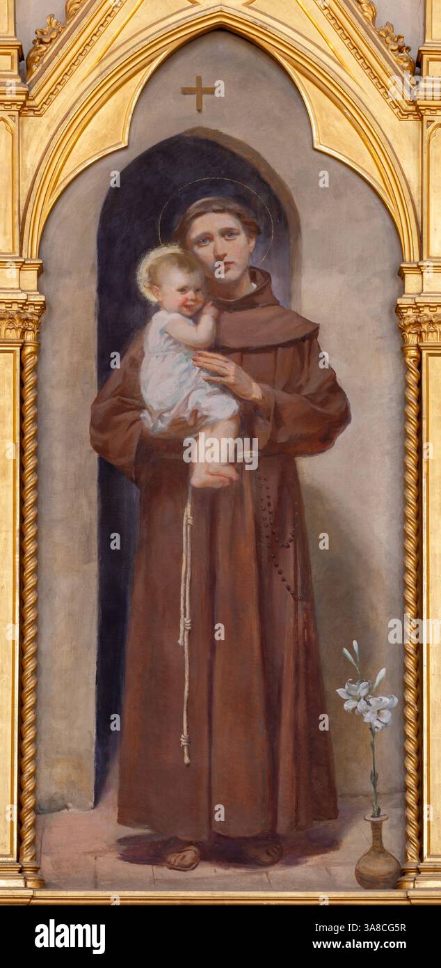 FLORENCE, ITALY - MARCH 18, 2025: The painting of St. Anthony of Padua ...