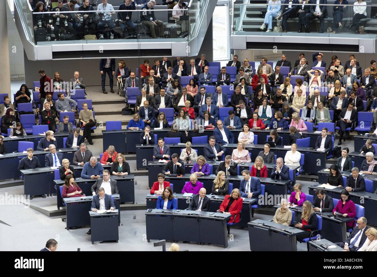 Berlin, Germany - 25 March 2025: Members of the Left and SPD (C) and ...