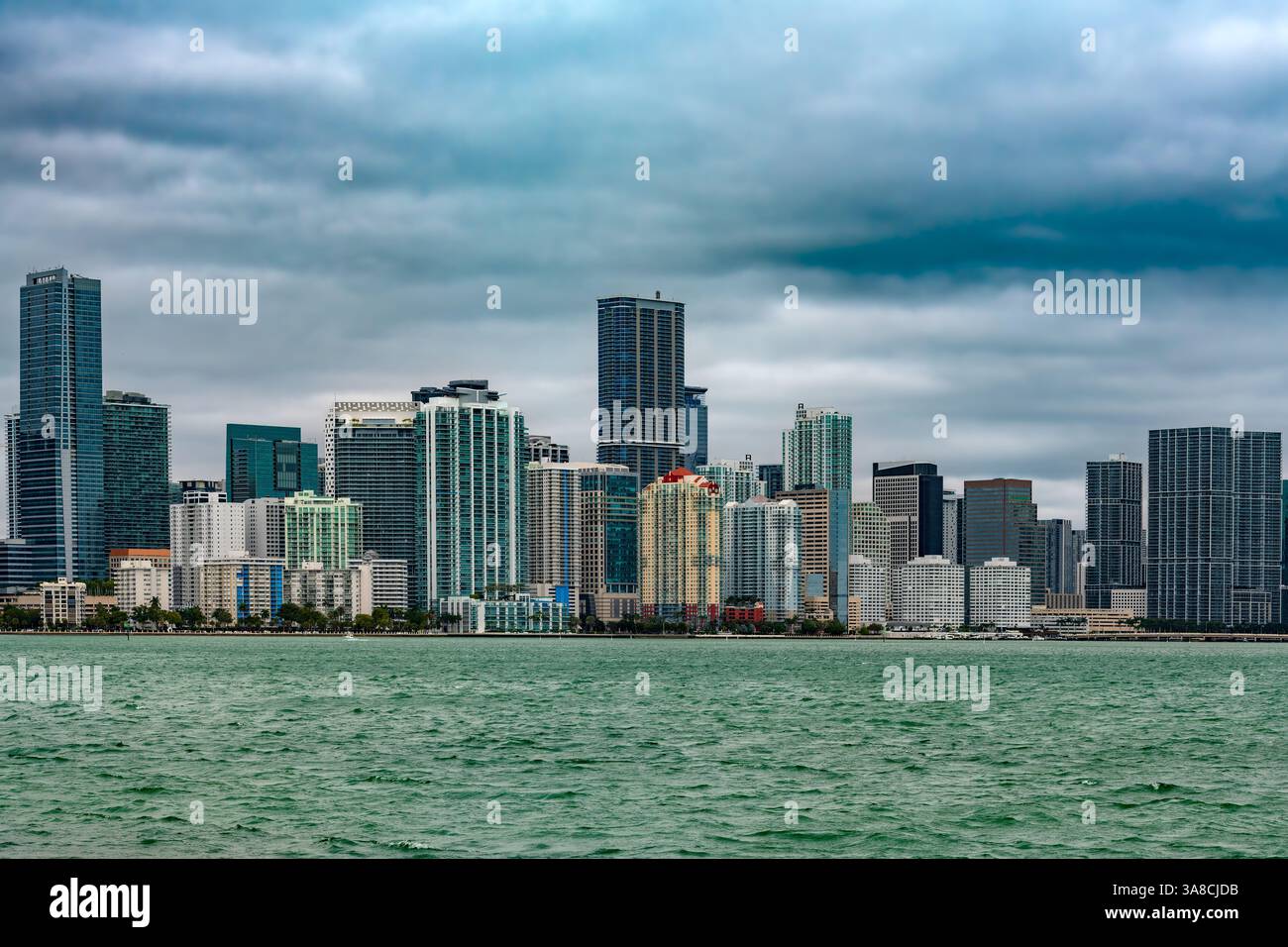 Skyline of office and apartment buildings in downtown Miami Stock Photo ...