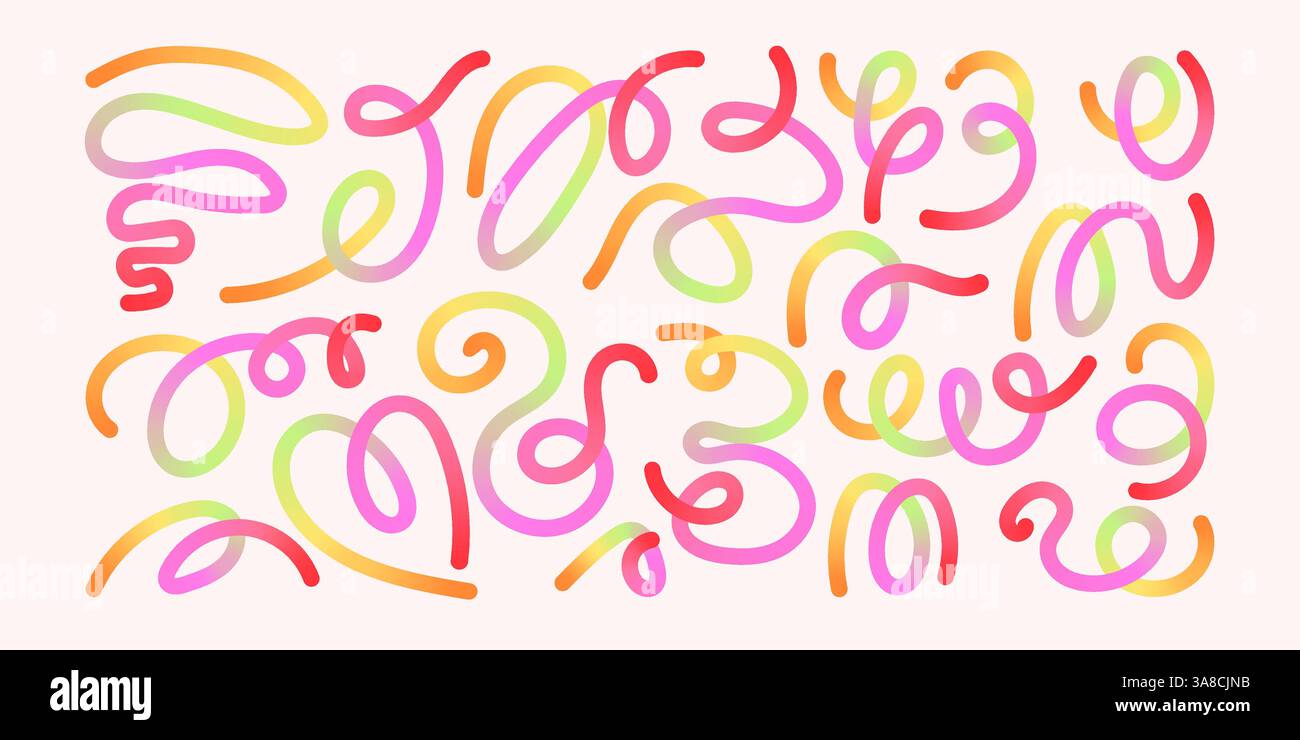 Hand Drawn Abstract Wavy Lines and Scribble Futuristic Sketches with ...