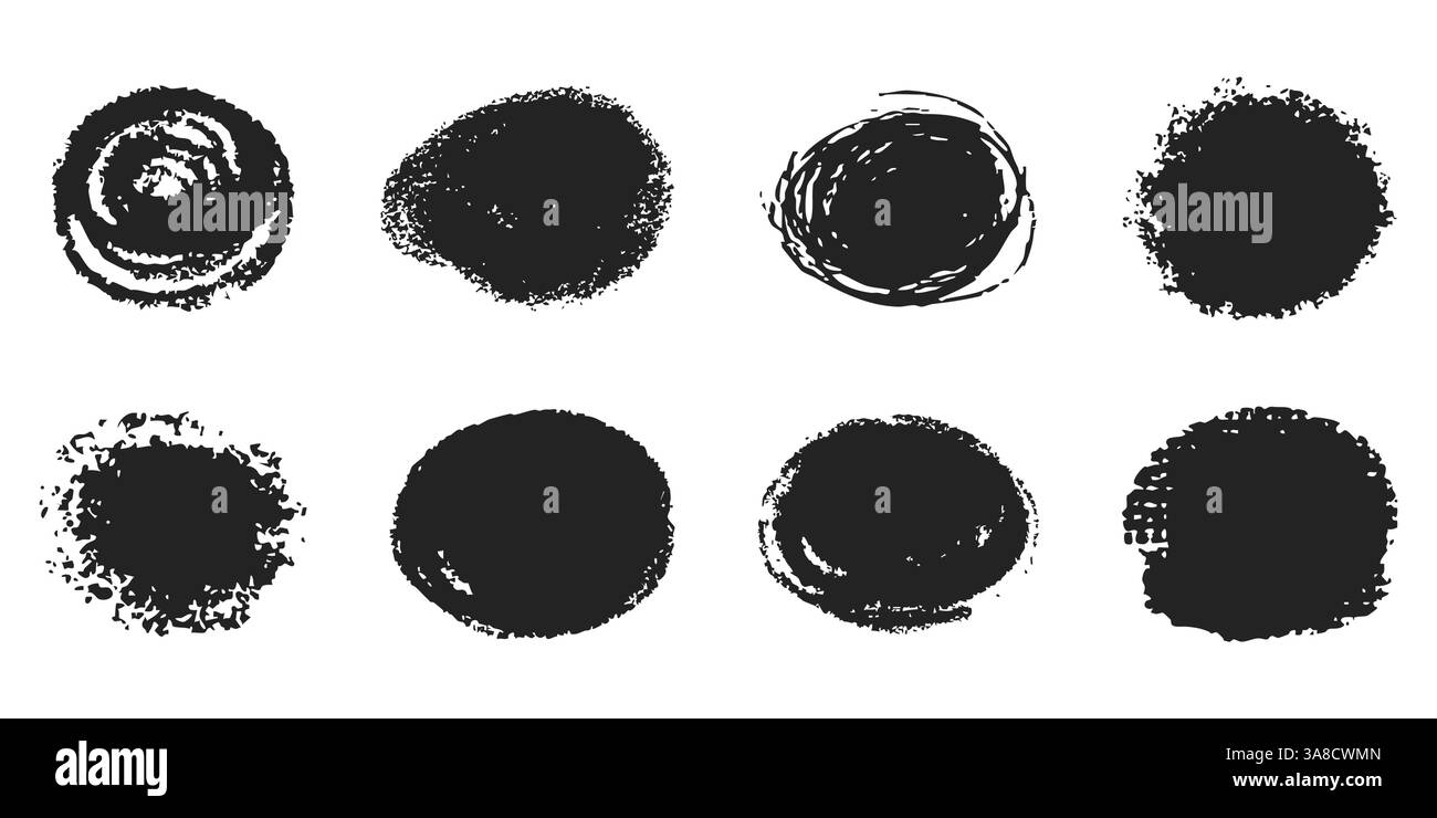 Scribble textured brush stroke ink or paint round splatter. Abstract ...