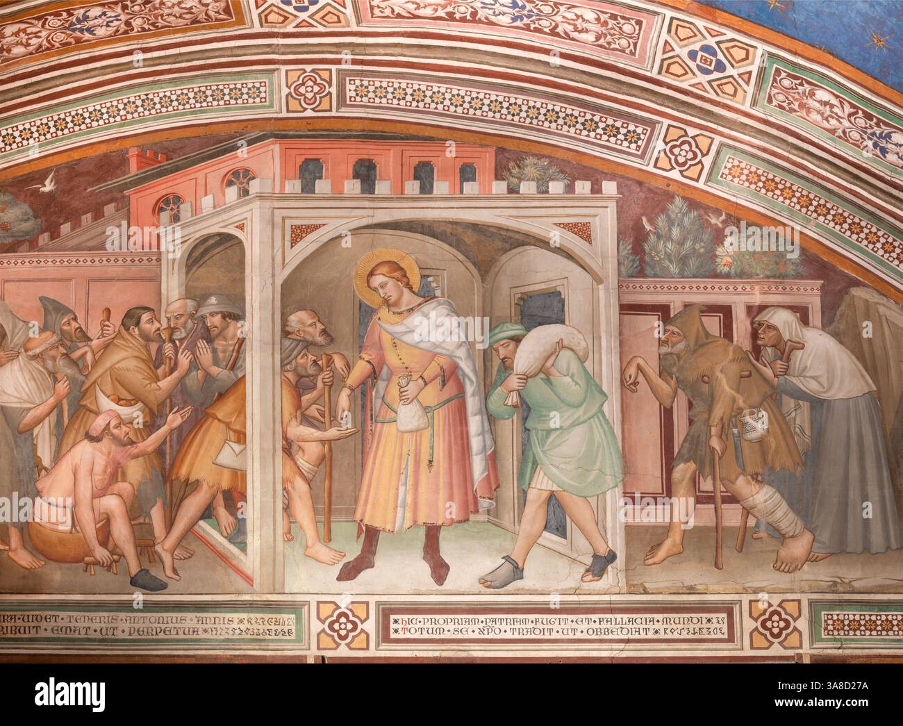 PRATO, ITALY - MARCH 21, 2025: The medieval fresco of scene from legend ...