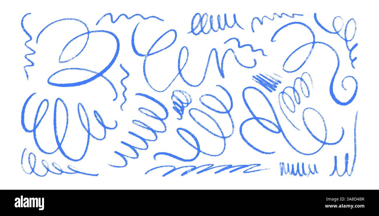 Thin Squiggle Pencil Line Collection. Doodle abstract strokes in hand ...