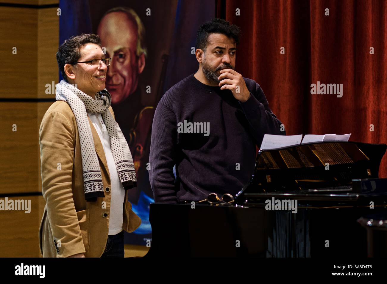 University Alfonso X El Sabio, Madrid, Spain. 28th Mar, 2025. Rehearsal of the musical event ...