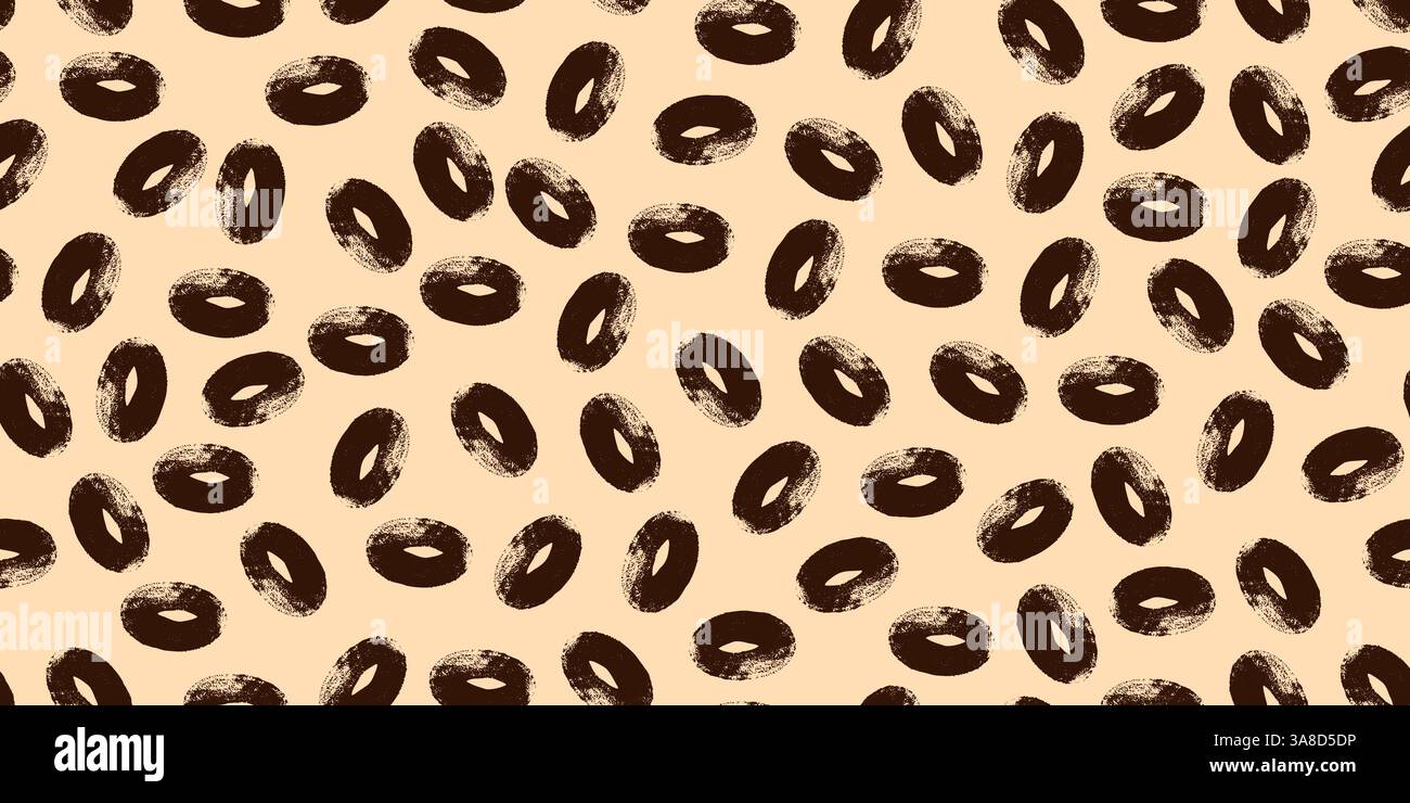 Hand Drawn Dots in Seamless Pattern, Circular Doodle and Grunge Ovals ...