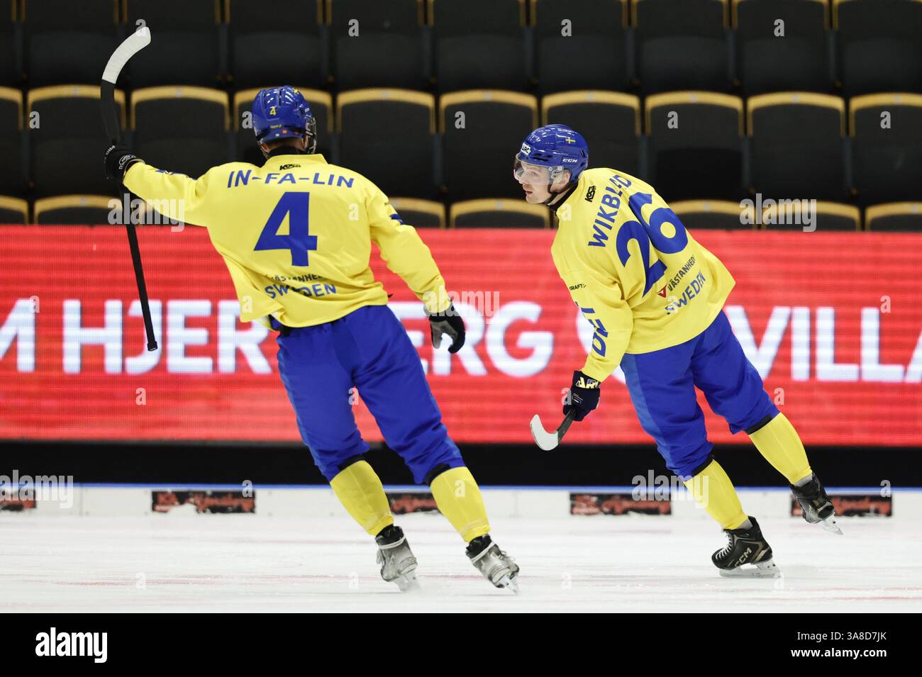 Sweden's Vladimir In-Fa-Lin and Oscar Wikblad celebrate 2-0 during the ...