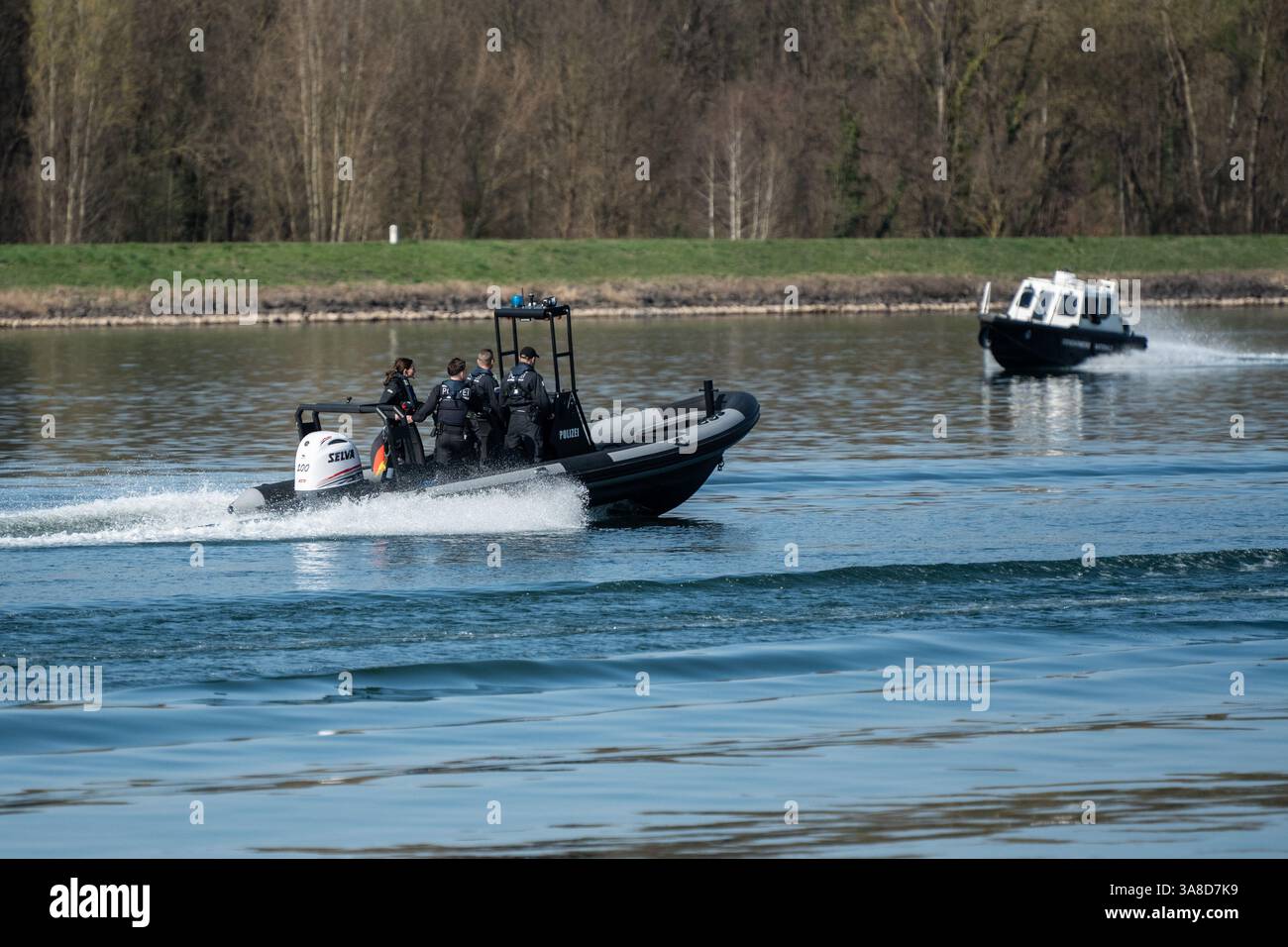 Kehl, Germany. 28th Mar, 2025. A police (l) and Gendarmerie Nationale ...