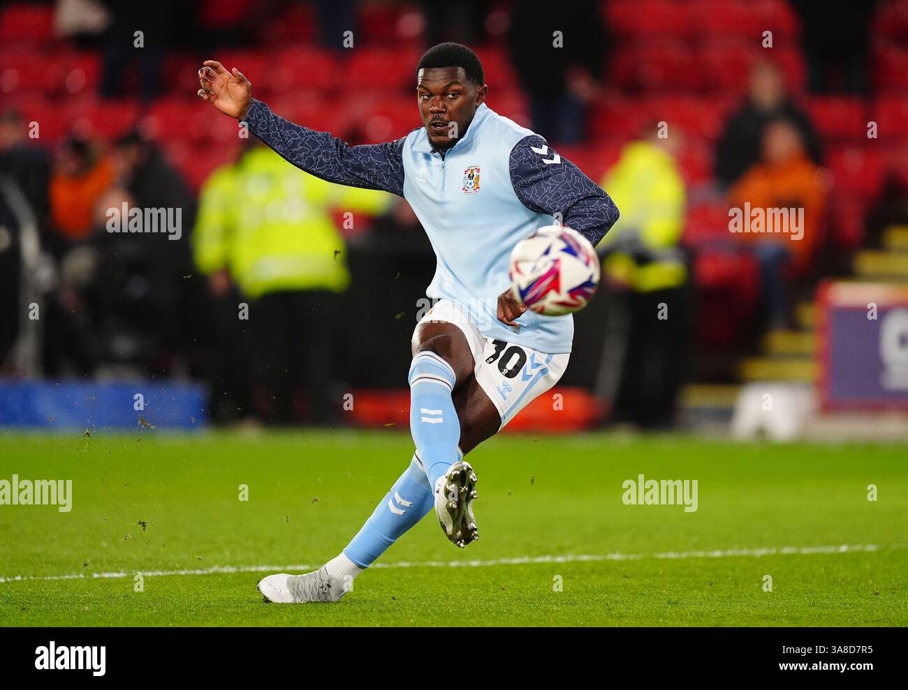 Coventry City's Ephron Mason-Clark warming up ahead of the Sky Bet ...