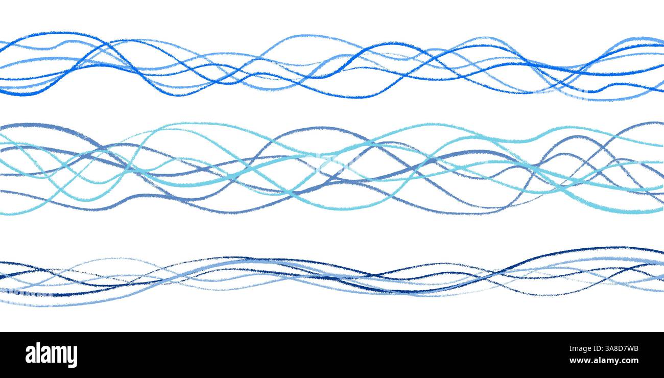 Squiggle Pencil Line Collection, Water Waves. Thin doodle of abstract ...