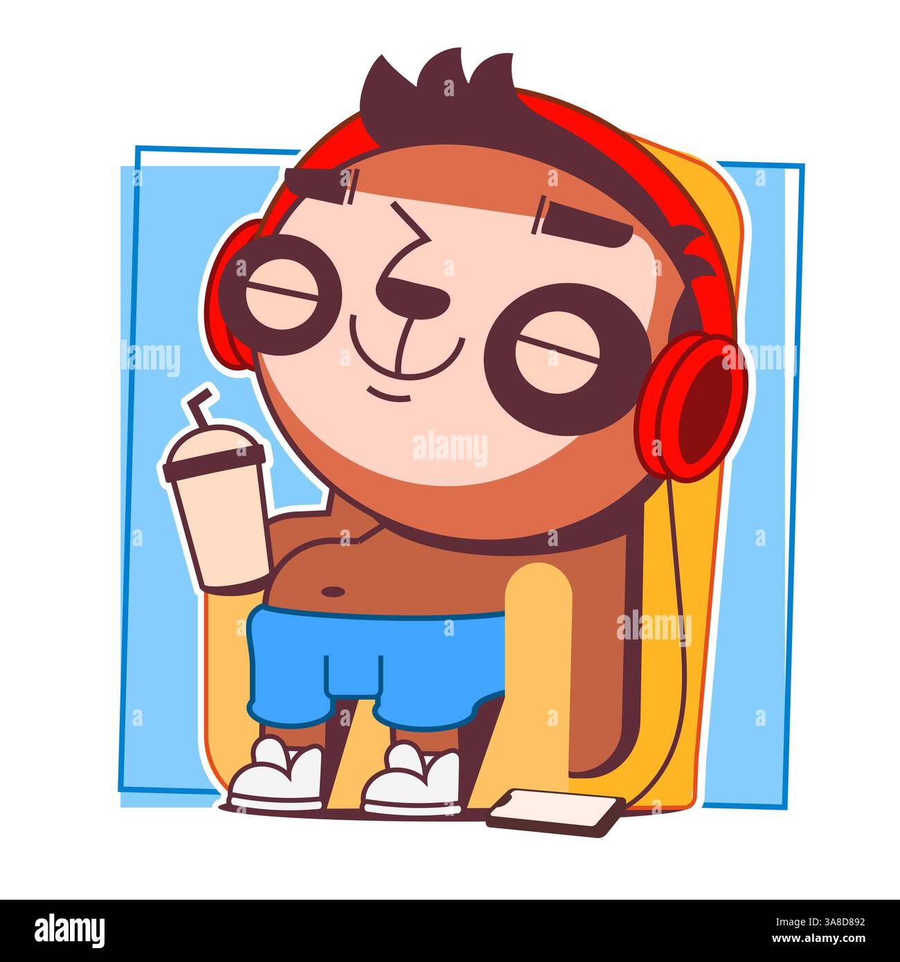 cute cartoon sloth in the soft chair reading the book. animal vector ...