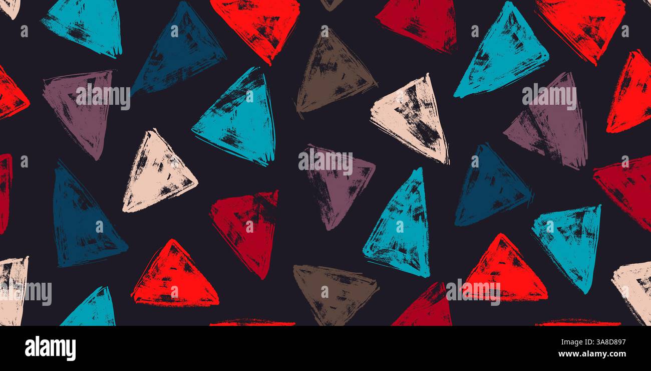 Beautiful Grunge Seamless Pattern filled with Random Colorful Triangles. Simple repeatable ...