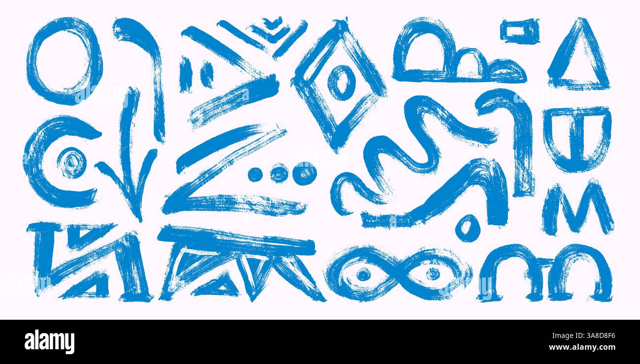 Abstract Hand Drawn Curvy Lines, Circles, Scribbles With Bold Blue ...