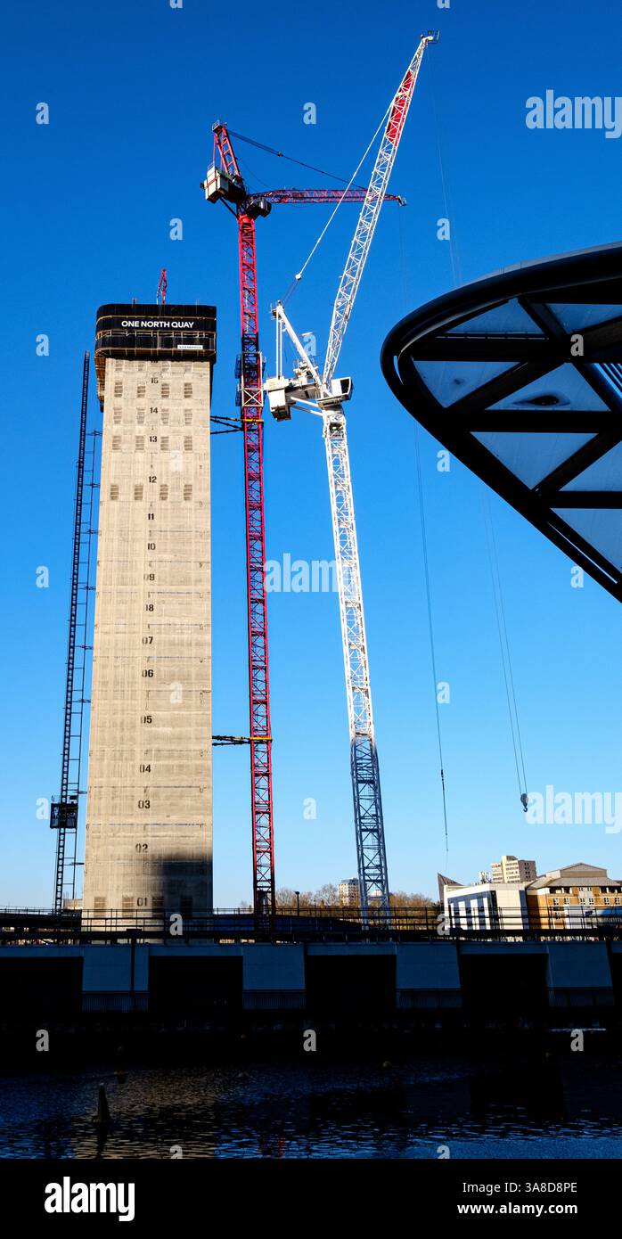 The construction site of One North Quay, a vertical science campus ...