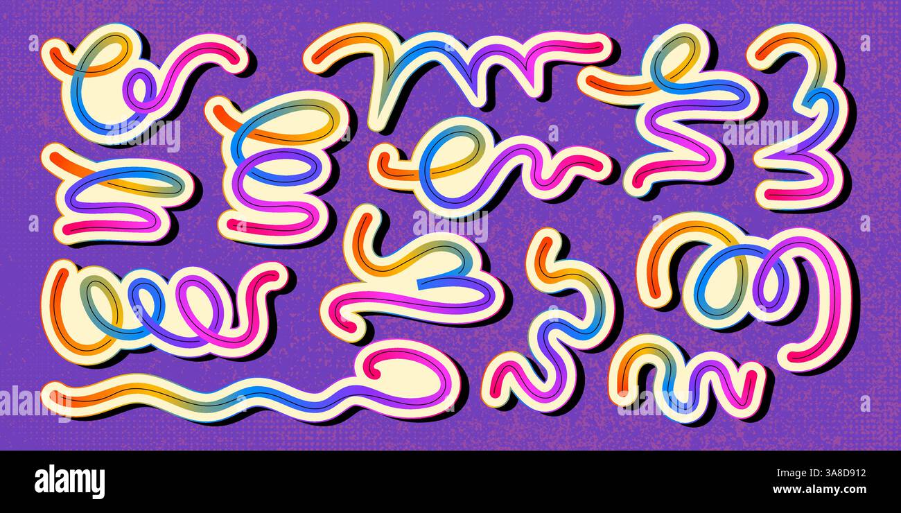 Abstract Modern Art with Hand Drawn Wavy Lines and Scribble Futuristic ...