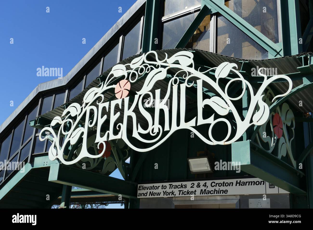 Vintage, artistic, Peekskill train station sign Stock Photo - Alamy