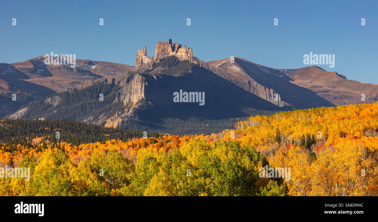 Rising above a sea of autumn color, The Castles (12,296') are one of ...