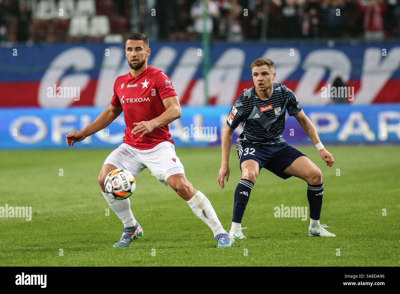 Krakow, Poland. 28th Mar, 2025. football 2024 2025 Betclic 1 Liga Wisla ...