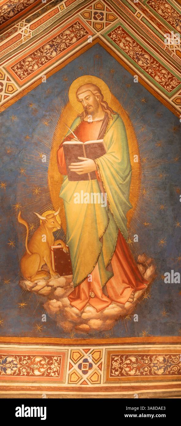 PRATO, ITALY - MARCH 21, 2025: The medieval ceiling fresco of St. Luke ...