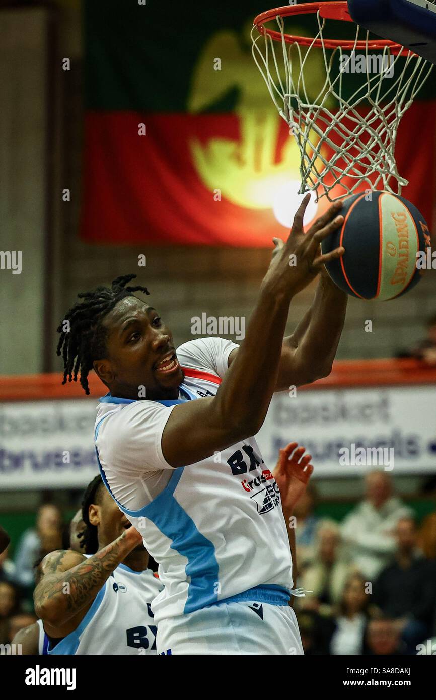 Brussels, Belgium. 28th Mar, 2025. Brussel's Jared Ambrose pictured in ...