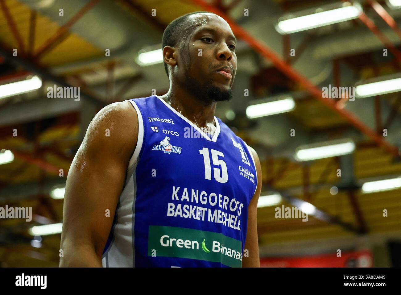 Brussels, Belgium. 28th Mar, 2025. Mechelen's Aundre Hyatt pictured ...