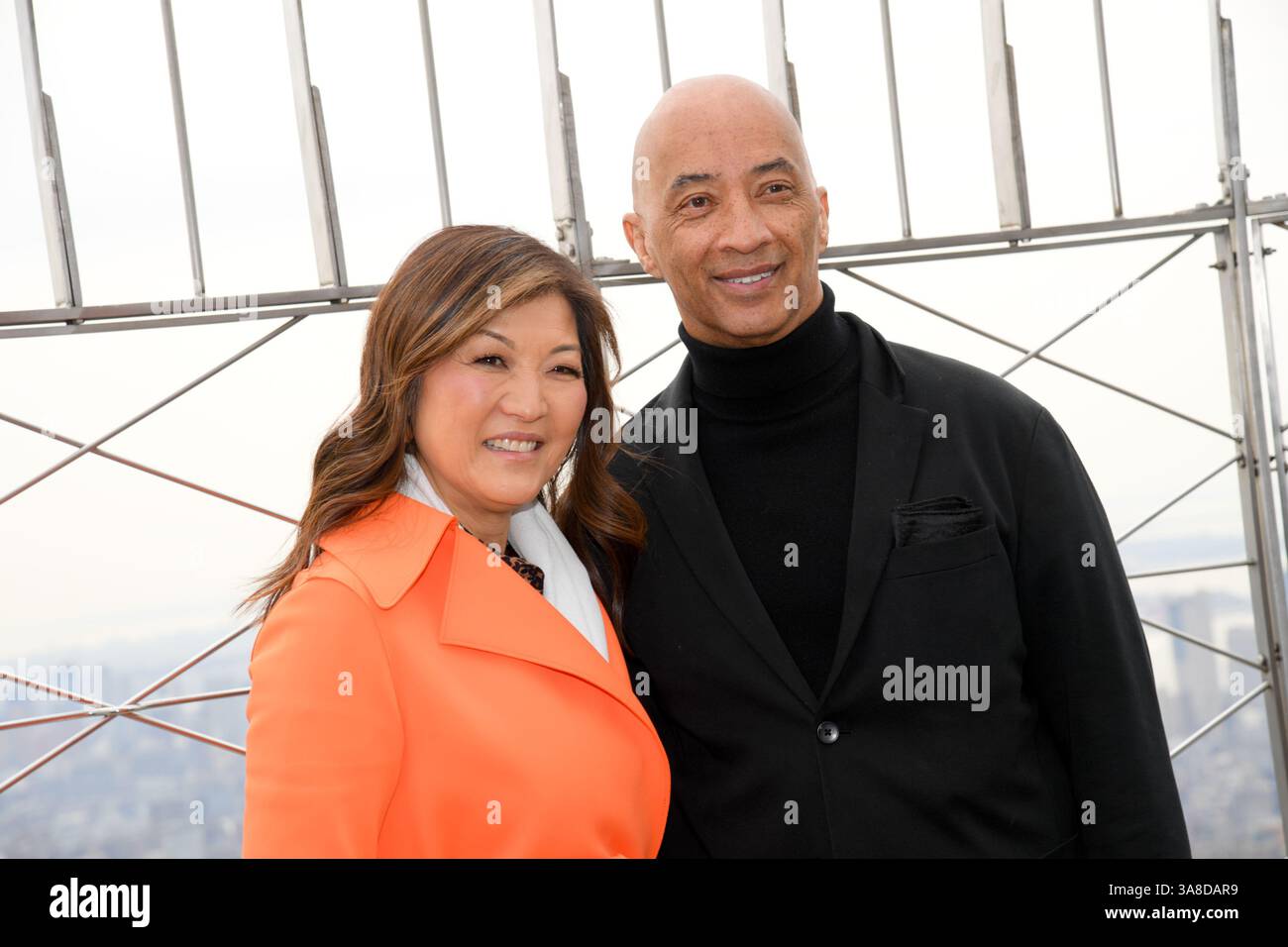New York, USA. 28th Mar, 2025. Juju Chang and Byron Pitts visit the ...