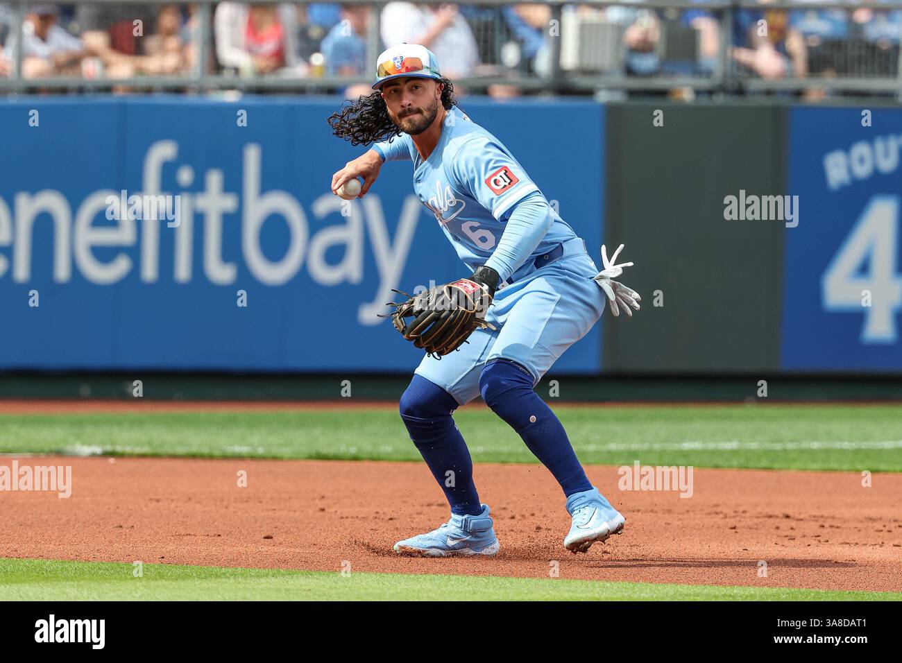 Kansas City, MO, USA. 27th Mar, 2025. Kansas City Royals third baseman ...