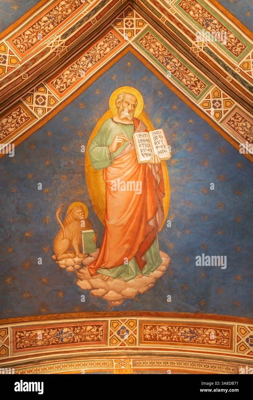 PRATO, ITALY - MARCH 21, 2025: The medieval ceiling fresco of St. Luke the Evangelist in church ...