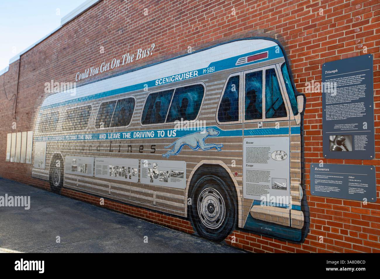 Anniston, Alabama - A mural of a Greyhound bus outside the Freedom ...